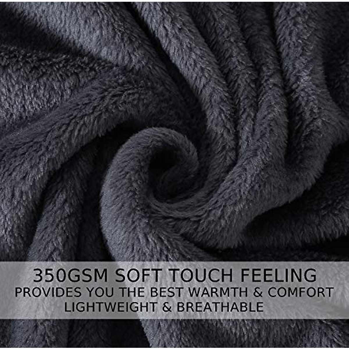 Soft Queen Size Blanket for All Season Warm Fuzzy Microplush Lightweight Thermal Fleece Summer Autumn Fall Winter Spring Blankets for Queen Full Bed Couch Sofa,90x90 Inches,Dark Gray