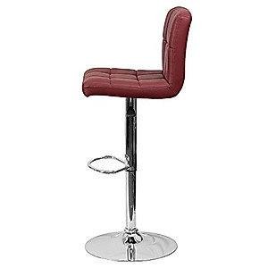 KLS14 Modern Design Barstools Hight Adjustable Seat Hydraulic 360-Degree Swivel Sturdy Steel Frame Padded Cushion Seat Dining Chair Bar Pub Stool Home Office Furniture - (1) Burgundy #1974