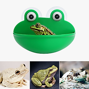 Pensino Frog Habitat Frog Dish Holder with Suction Cups, Cute Frog Terrarium Decor Fish Tank Decoration for Tree Frog Toad Tadpole (1 Pack)
