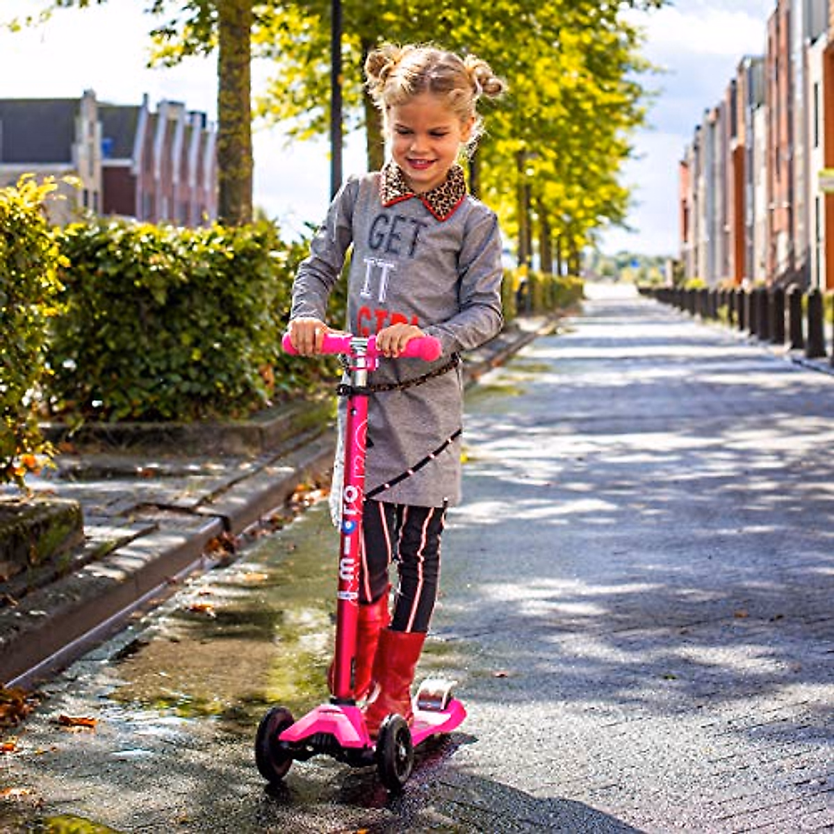 Micro Kickboard - Maxi Deluxe 3-Wheeled, Lean-to-Steer, Swiss-Designed Micro Scooter for Kids, Ages 5-12 (Pink)