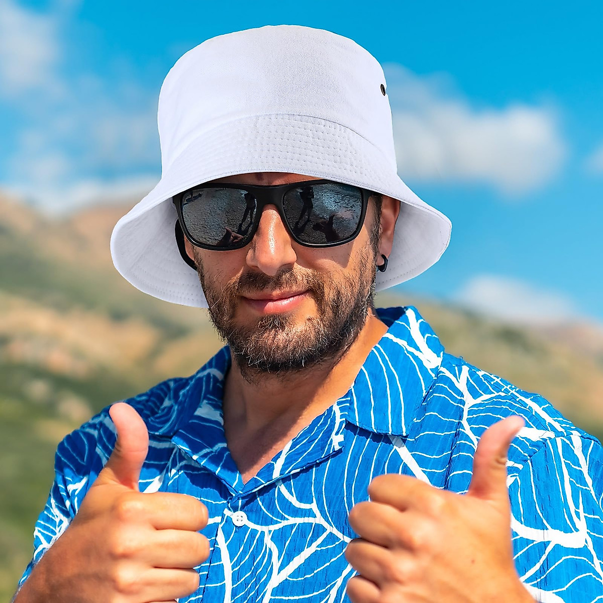 Xtinmee 48 Pcs Washed Cotton Bucket Hats Unisex Cotton Getaway Headwear Packable Summer Hats for Travel Beach Outdoor, White(Large-X-Large)