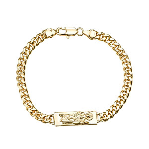 UOOANUO San Judas Tadeo Bracelet for Women Men14K Gold Filled Cuban Chain Religious Bracelets