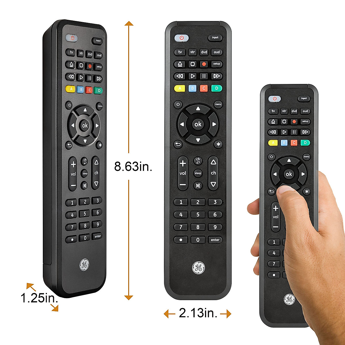 GE Universal Remote Control with Roku or Fire TV Streaming Remote Compartment, use with Samsung, Vizio, LG, Sony, Sharp, Apple TV, TCL, Smart TVs, Streaming Players, Blu-ray, DVD, 4-Device, 59046