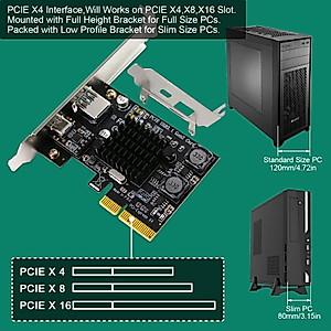 FebSmart 1X USB-A & 1X USB-C 10Gbps Ports PCIE USB 3.1 GEN2 Expansion Card for Windows 11, 10, 8.x, 7 (32/64bit), Windows Server, MAC OS and Linux PCs, Built in Self-Powered Technology (FS-AC-Pro)