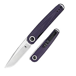Kizer Squidward Pocket Knife for EDC, 154CM Steel and G10 Handle, Purple Daily Folding Knife, Office Knife, V3604C1