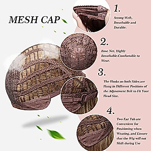 OMELPIS Stylish Long Blonde with Highlights Wavy Wig Middle Part Curly Natural Heat Resistant Fiber Synthetic Wig for Women Girls Daily Party Holiday Festival Chrismas Travel Use (26 Inches/66cm)