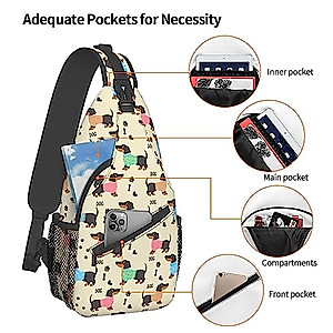 qyopvli Dachshund Sling Bag Crossbody Backpack Hiking Travel Daypack Chest Bag Lightweight Shoulder Bag For Women Men