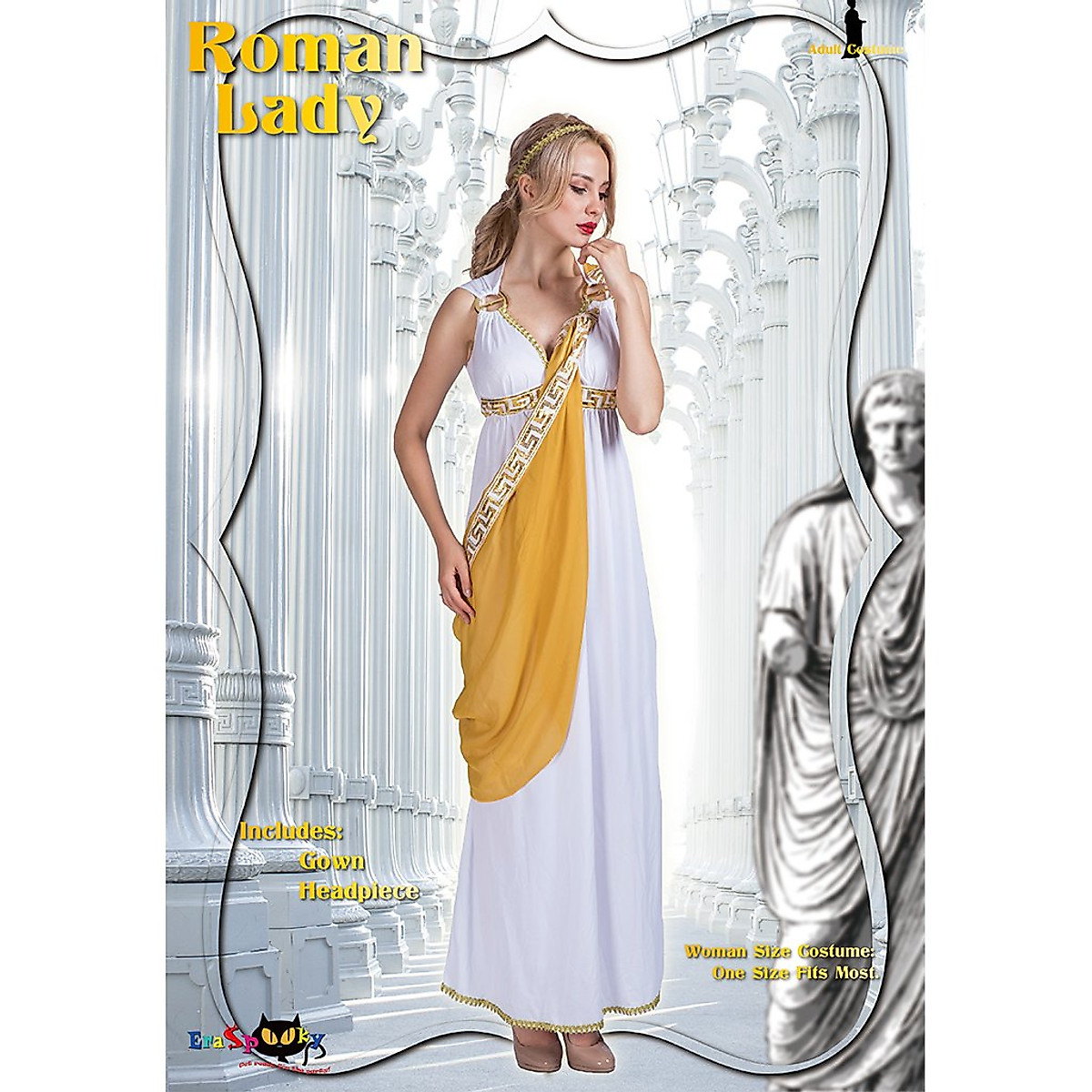 EraSpooky Women's Roman Lady Greek Goddess Costume (PlusSize) White
