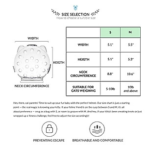 Cat Muzzle Breathable Cat Hood Adjustable Kitten Astronaut Transparent Helmet Prevent from Cats Biting Chewing Grooming Cat Bubbles Mask for Aggressive Cat (S)