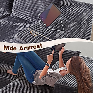 XIZZI Modular Sectional Sofa Couch,L-Shape Upholstered Cloud Couch,Modern Minimalist Couches for Living Room,Free Combination Deep Seat Corner Couch (Grey, Plush Corduroy,Right Facing Chaise)