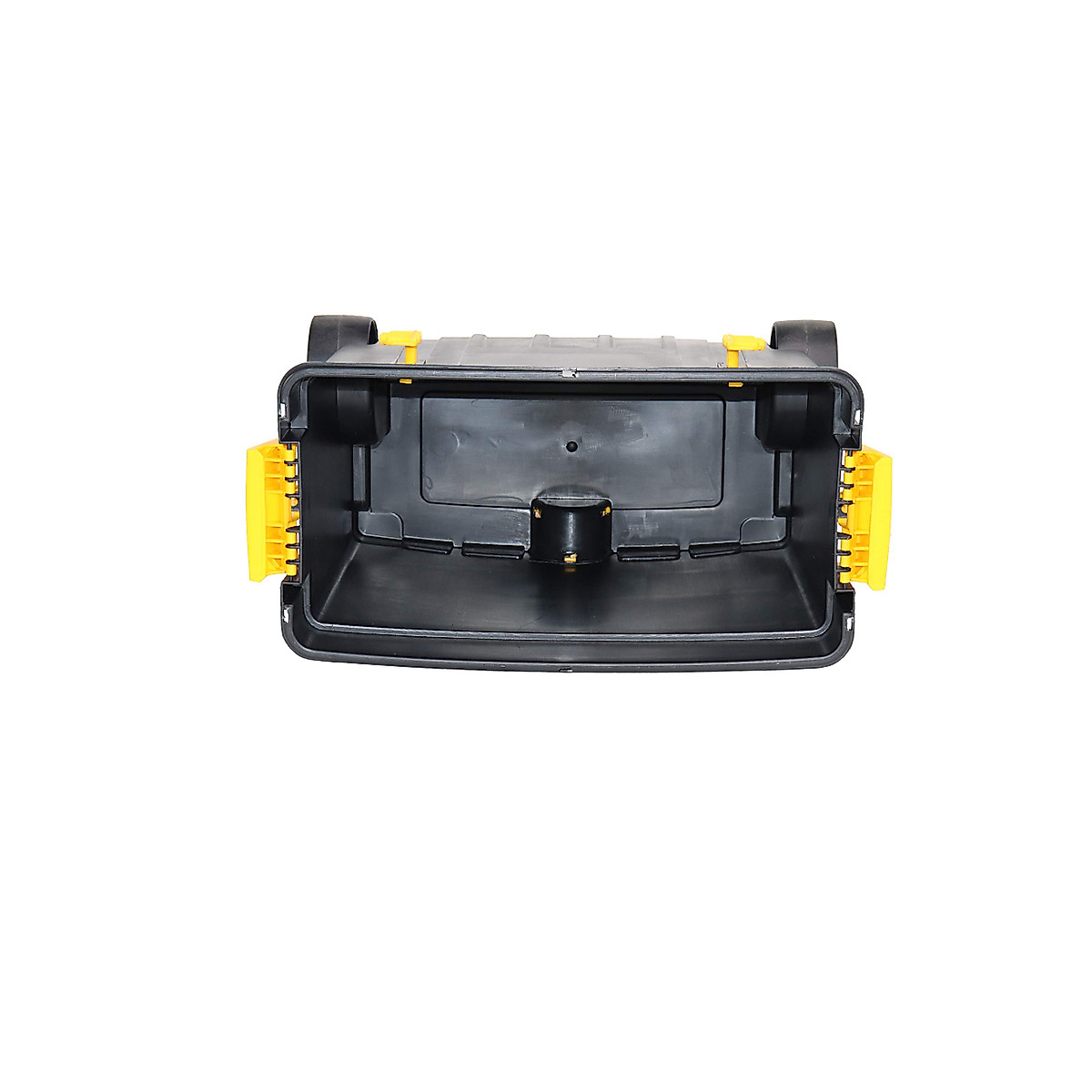 Erie Tools Portable Rolling 2-Tiered Organizer Storage Box with Foldable Auto-Locking Handle and Detachable Storage Compartment for Crafts Toys Fishing Tools