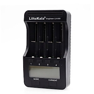 Lii-500 4 Slots Smart Intelligent Battery Charger for 3.7V Li-ion/ 1.2V Ni-MH Cylindrical Rechargeable Battery LCD Display
