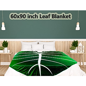 Leaf Blanket , Big Green Leaf Blanket Shape,Soft Plush Flannel Throw Decorative Leaves Design for Plant Lovers Bed Couch and Sofa(60x90INCH)