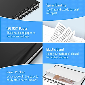 Forvencer Password Book with Individual Alphabetical Tabs, 4" x 5.5" Small Password Notebook, Spiral Password Keeper, Internet Address and Password Manager, Password Logbook for Home Office, Black