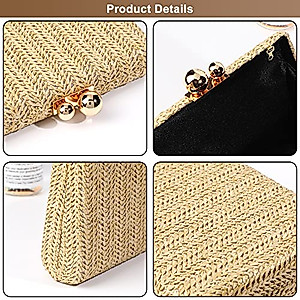 Women Evening Bag Elegant Woven Clutch Classic Purses Formal Wedding Party Shoulder Bags Prom Handbags (Black)