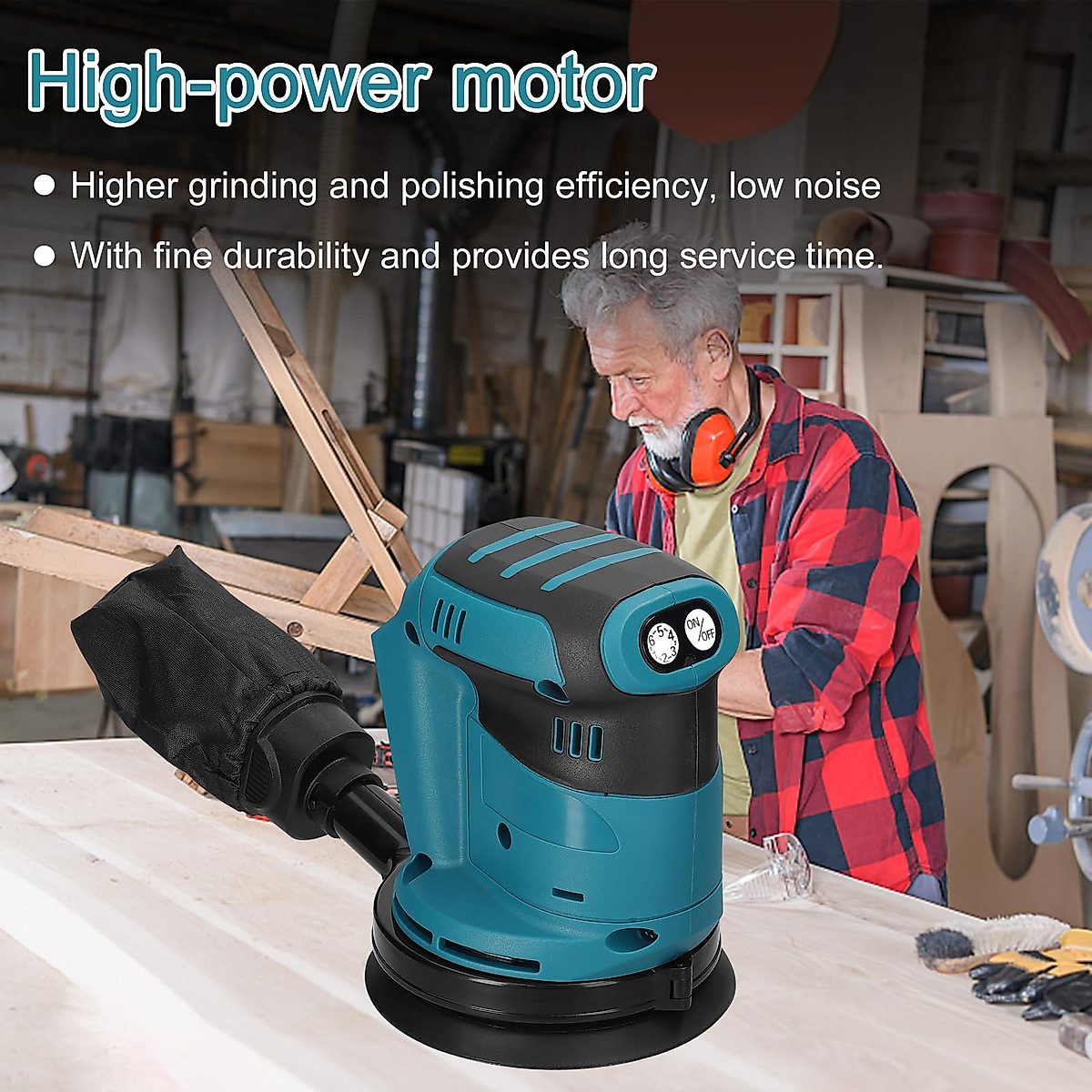 Random Orbit Sander, Weytoll 5'' Brushless Random Orbit Sander, Cordless Orbital Sander, Storage Bag, max. 24000RPM, 6 Speed variable Orbital Sander, Tool Only