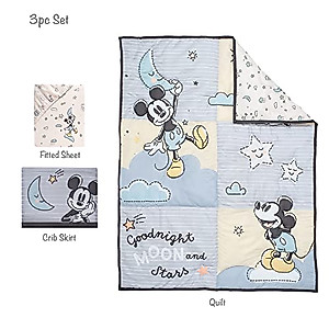 Lambs & Ivy Disney Baby Moonlight Mickey Mouse 3-Piece Nursery Crib Bedding Set