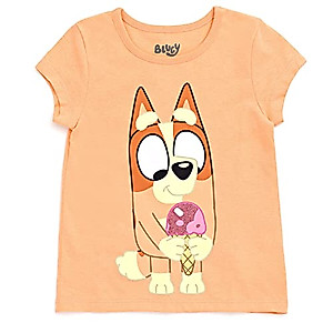 Bluey Toddler Girls 4 Pack T-Shirts Pink/Orange/Blue/Gray 4T