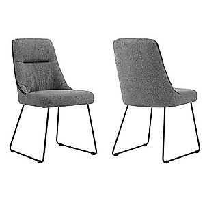 Armen Living Quartz Gray Fabric and Metal Dining Room Chairs-Set of 2, 34" H