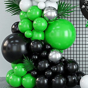 Green and Black Balloon Garland Kit, Green Black Balloon Arch Kit with Black Green and White Balloons, Green Black Balloon Arch Kit for Boys Birthday Baby Shower Football Soccer Theme Party Supplies