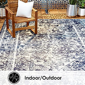 Home Dynamix Nicole Miller Patio Sofia Ivy Indoor/Outdoor Area Rug 5'3"x7'2", Modern Geometric Navy Blue/Ivory