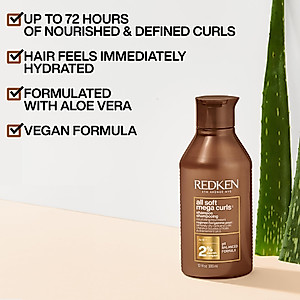 REDKEN All Soft Mega Curls Shampoo | Sulfate Free| For Curly & Coily Hair | Nourishes & Softens Severely Extremely Dry Hair | With Aloe Vera