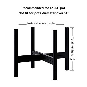 FaithLand Mid Century Plant Stand Indoor Outdoor(Plant Pot Not Included), Hold Up to 14 Inch Planter, Metal Planter Stand, Potted Plant Holder, Black - Fits Snake Plant - Upgraded Design