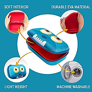 ZIPIT Wildlings Pencil Box for Kids | Pencil Case for School | Organizer Pencil Bag | Large Capacity Pencil Pouch (Blue)