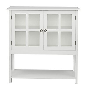 SEASD MDF CNC Painted Sideboard FCH 80 * 28 * 83.8cm Transparent Double Door Double Internal Compartment with Bottom Storage Shelf