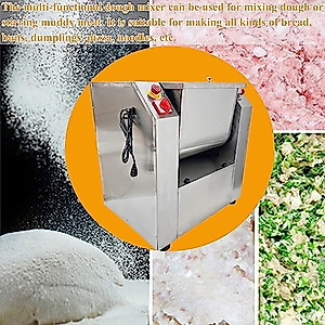 HQHAOTWU Dough Mixer Electric Food Mixer Commercial Dough Blender Machine Stainless Steel Dough Mixing Machine With Kneading Capacity of 55lbs Flour Mixing Machine 110V with Dough Knife