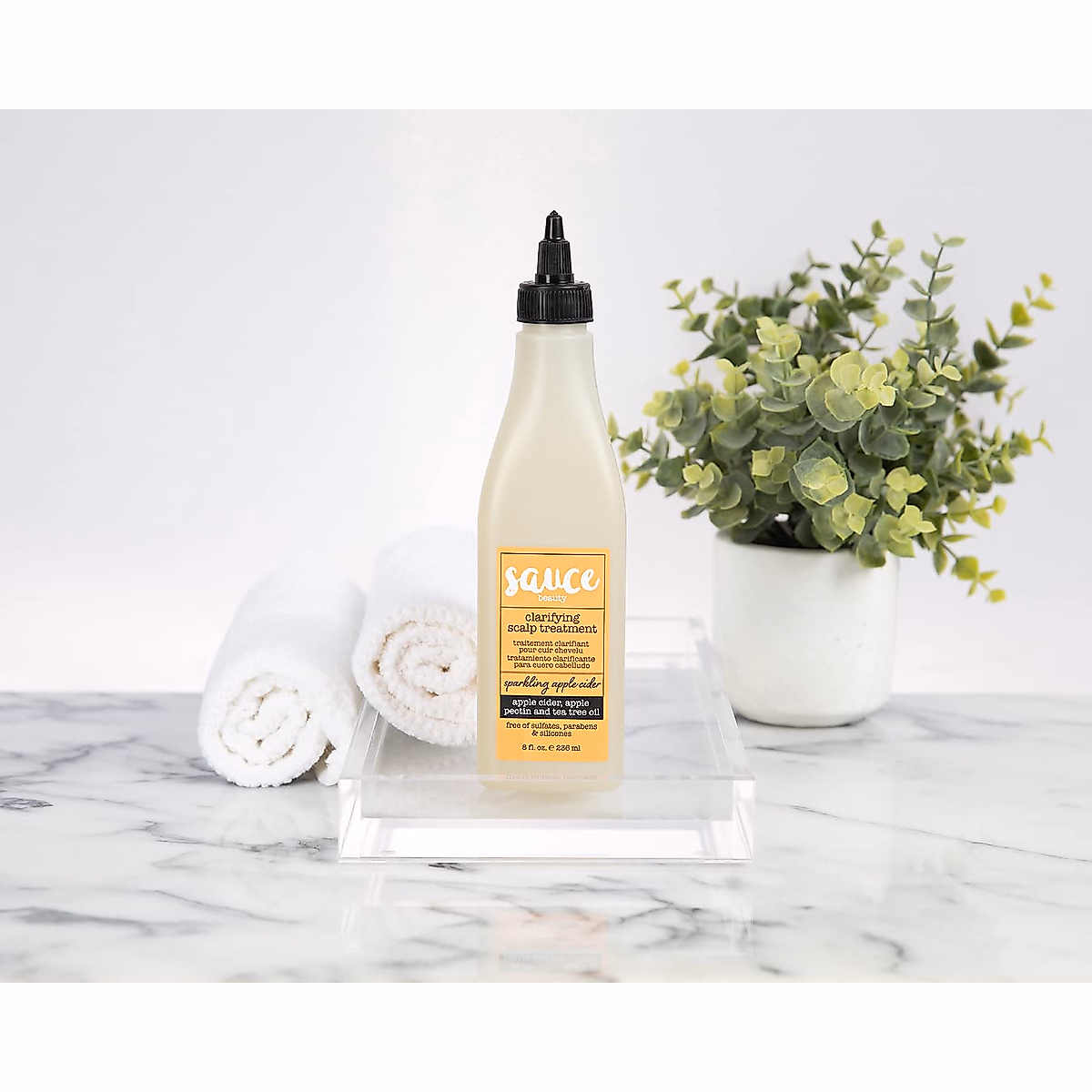 SAUCE BEAUTY Clarifying Scalp Treatment (8 Fl Oz ) Sparkling Apple Cider Scalp & Hair Cleanser, Buildup remover with Apple Cider Vinegar & Tea Tree Oil for Dry, Itchy Scalp, All Hair Types