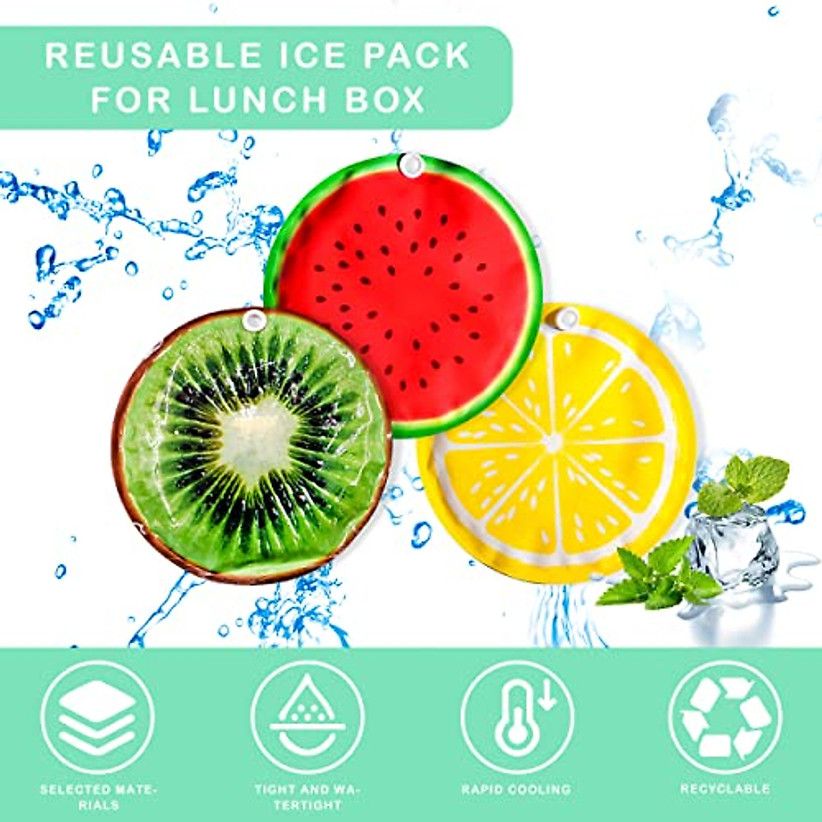 Reusable Ice Pack for Lunch Box- Cooler Pack Lunchbox - Keep Food Fresh- Perfect for Everyone's Lunch Preservation (3 pack)