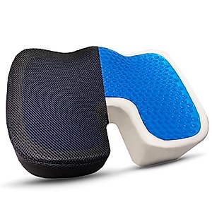 Chair Cushion - Car Seat Cushion – Desk Chair Cushion – Orthopedic Gel & High-Density Memory Foam Coccyx Ergonomic Cushion for Tailbone Pain – Sciatica & Back Pain Relief (Black)