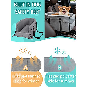 Prpeko Portable Dog & Cat Booster Seat - Center Console Car Armrest Seat for Puppy Under 13 lbs, Interactive Grey