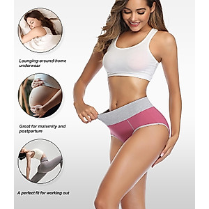 wirarpa Women's Cotton Underwear High Waist Briefs Ladies Soft Breathable Panties Full Coverage Underpants 5 Pack Medium