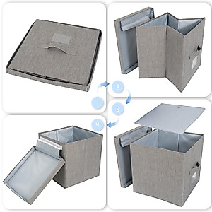 Augfox 3 Pack 13x13x13 Storage Cube Bins - Collapsible Cube Organizer for Kallax Insert, Foldable Toy Chest, Versatile Kallax Storage Cubes for Home, Closet (Dark Grey)