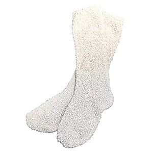 Barefoot Dreams CozyChic Women Heathered Socks, Crew Socks, Plush Socks, Loungewear, Warm Toes, Fuzzy Socks-Black/White-Stone/White (Set of 2)