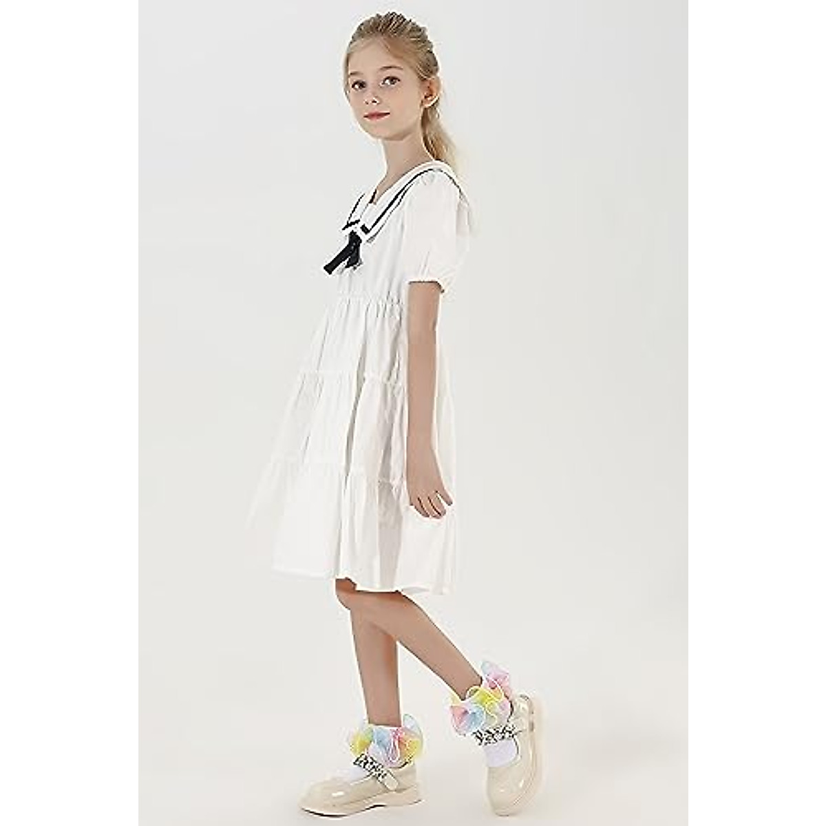 WEIDUAINI Baby Girls Cotton Double Lace Turn Cuff Socks With Big Ruffles for Infant Toddlers and Kids (3 Pairs, Multicolor, 1-3 Years)