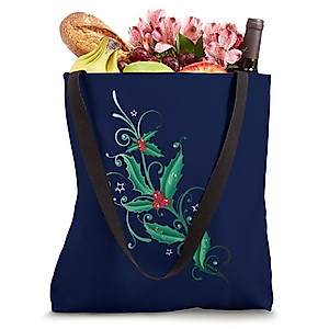 Christmas Holly Ilex Branch with red Berries Xmas Plant Tote Bag