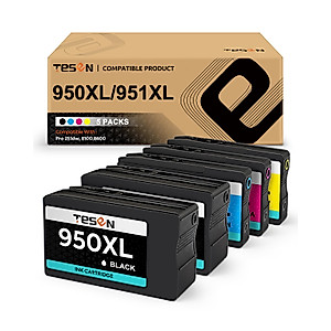 TESEN (950 951) Compatible 950 951 XL Ink Cartridge Replacement for HP 950XL 951XL Use with HP Officejet PRO 8610 8600 8100 8620 8630 8640 8660 8615 8625 251dw 271dw 276DW Printer, 5 Pack Color Set