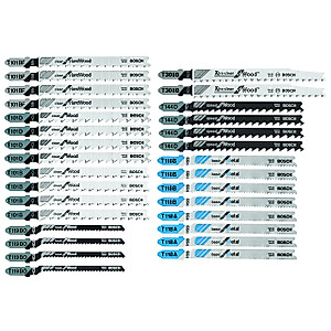 BOSCH 7.2 Amp Barrel-Grip Jig Saw Kit JS572EBK&BOSCH T30C T-Shank Multi-Purpose Jigsaw Blades, 30 Piece, Assorted, Jig Saw Blade Set for Cutting Wood and Metal