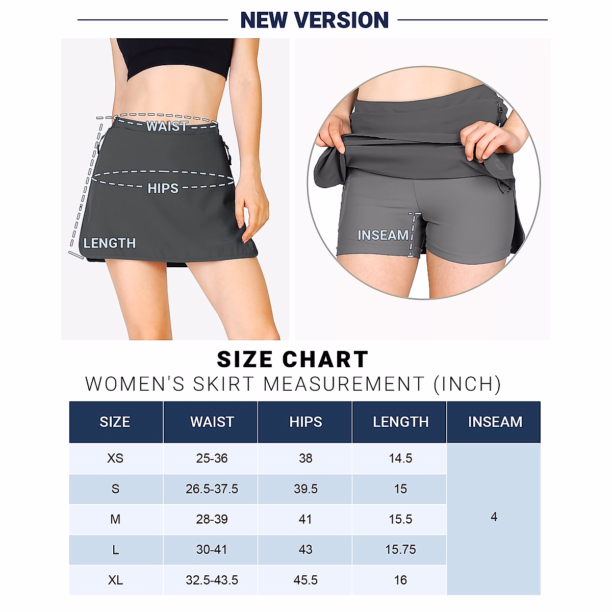 Outdoor Ventures Women's Tennis Skirts with Pockets, Golf Skort Workout Athletic Running Hiking Skirts with Shorts