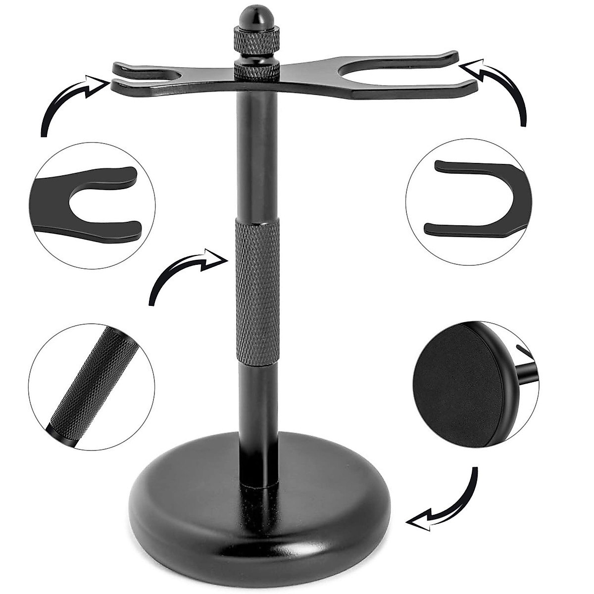 Shaving Razor Kit Double Edage Safety Razor 2 Layers Stainless Steel Shaving Mug Shaving Soap Cream Synthetic Shaving Brush Heavy Chrome Shaving Stand Black Shaving Razor Gift for Men