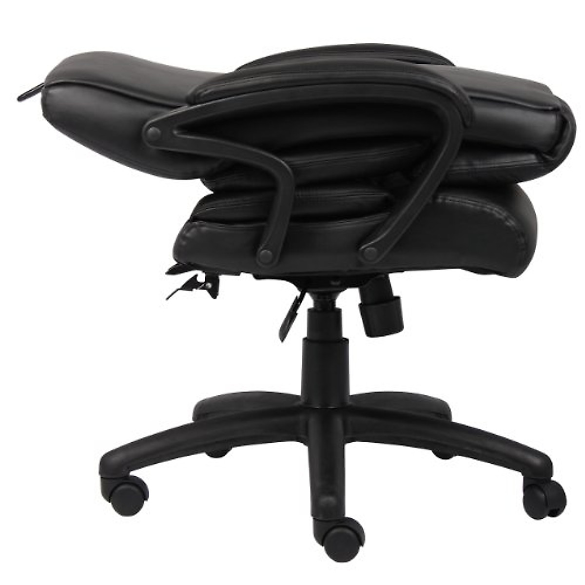 Boss Office Products High Back No Tools Required Top Grain Leather Chair in Black