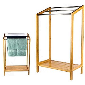 Bamboo Land- Bamboo Freestanding Towel Rack for Bathroom, Bathroom Hand Towel Holder, Outdoor Towel Rack for Pool, Standing Towel Rack, Towel Racks for Bathroom Freestanding, Towel Holder Stand