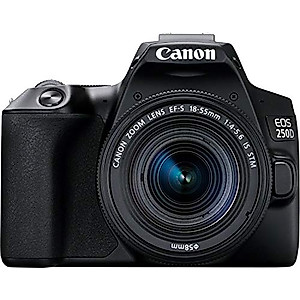 Canon EOS 250D (Rebel SL3) DSLR Camera w/ 18-55mm is STM Lens (International Model) (Black)