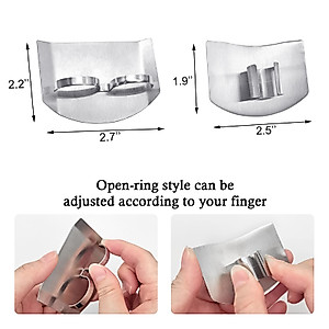 Medsuo 2pcs Stainless Steel Finger Guards for Cutting, Kitchen Finger Hand Protector for Meat Cutting Vegetable Fruit Slicing (2 Styles)