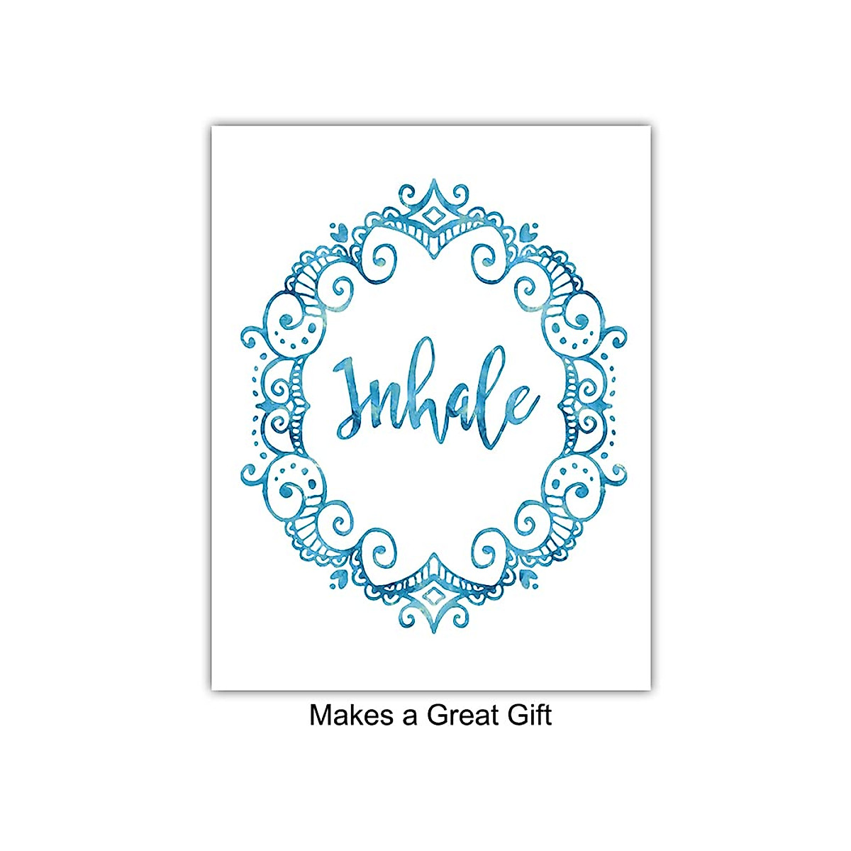 Inhale Exhale Wall Art - Inspirational Zen Wall Decor Picture Print Set - 8x10 Spiritual Home Decoration for Meditation Room, Yoga Studio, Office - Motivational Gift for Buddhist, Buddha, New Age Fans