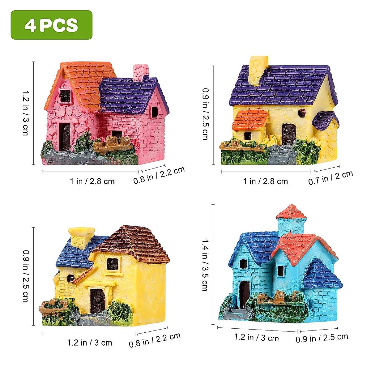 TINKSKY 4pcs Miniature Dollhouse Bonsai Craft Garden Resin Landscape DIY Villa Decor, Birthday Gift for Children