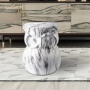 Knocbel Elephant/Owl-Shaped Ceramic Decorative Garden Stools, Indoor/Outdoor Side Table Plant Stand, 240lbs Weight Capacity (Marble Owl)
